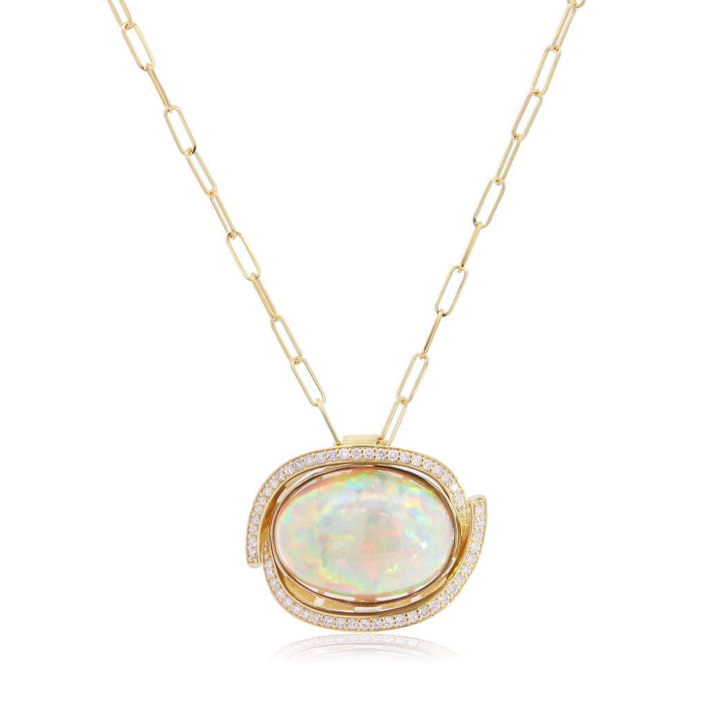 Oval Opal Horizon Frame Necklace – Alberto NYC