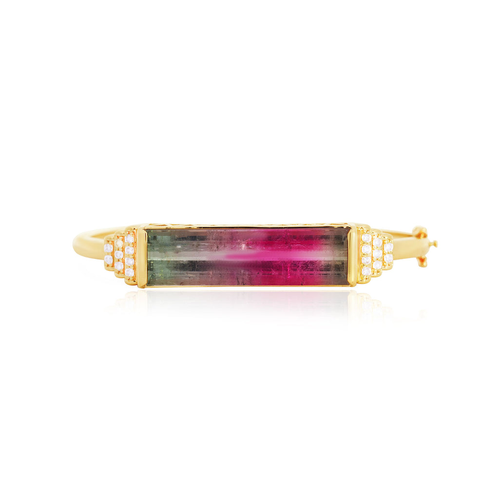Emerald Cut Bicolored Tourmaline Art Deco Bangle – Alberto NYC