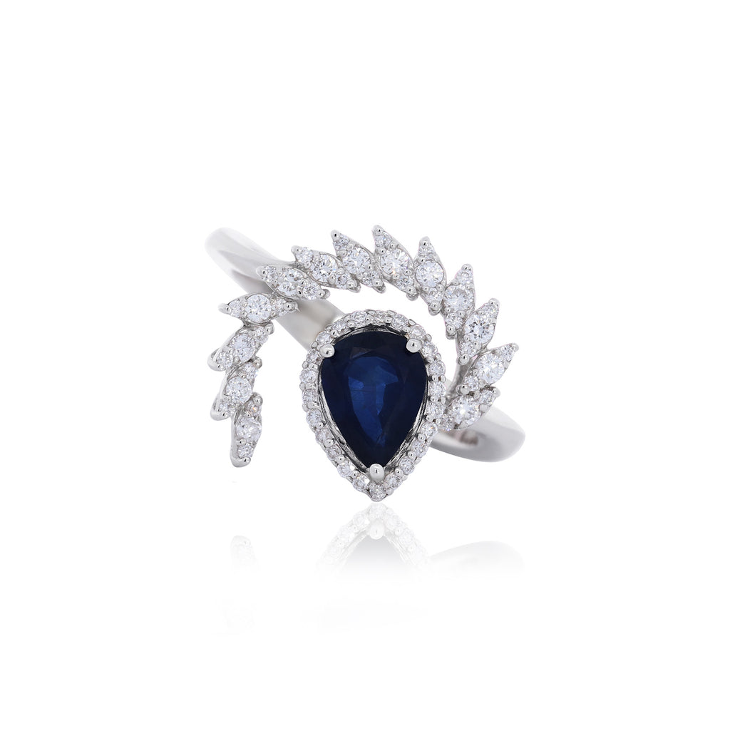 Blue Sapphire Spiral Leaf Ring – Alberto NYC