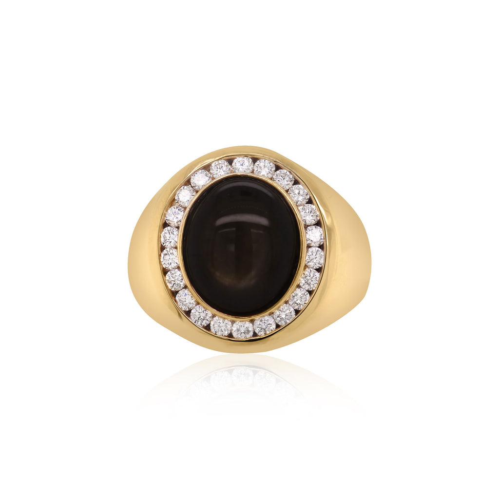 Oval Star Sapphire Diamond Halo Gents Ring – Alberto NYC